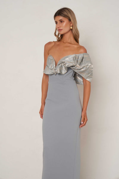 Structured Bust Gown - Slate Blue – dolce MODA